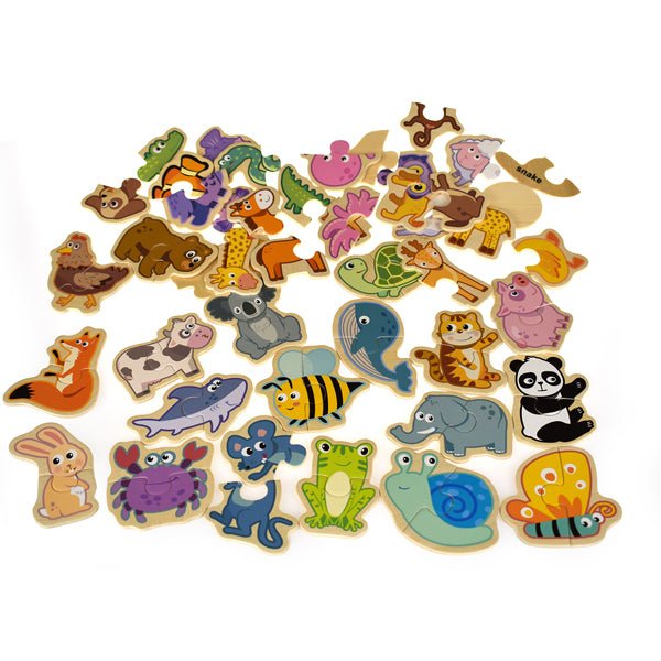 Wooden Animal Matching Puzzle Set - 33 Animals| Ozzy Educational Toys