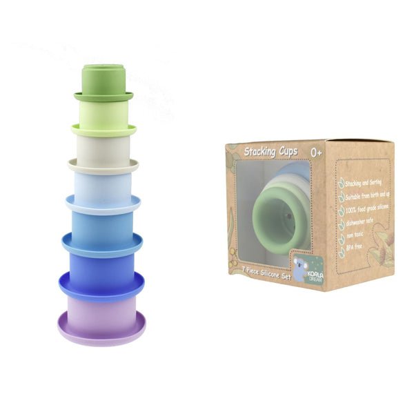 Silicone Stacking Cups (7) - Aqua| Ozzy Educational Toys
