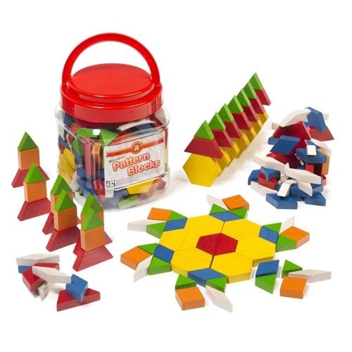 Wooden Pattern Blocks - Jar of 126 Pieces| Ozzy Educational Toys