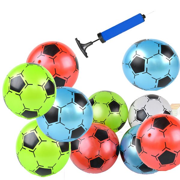PVC Balls 22cm - Pump Set 10Pce| Ozzy Educational Toys