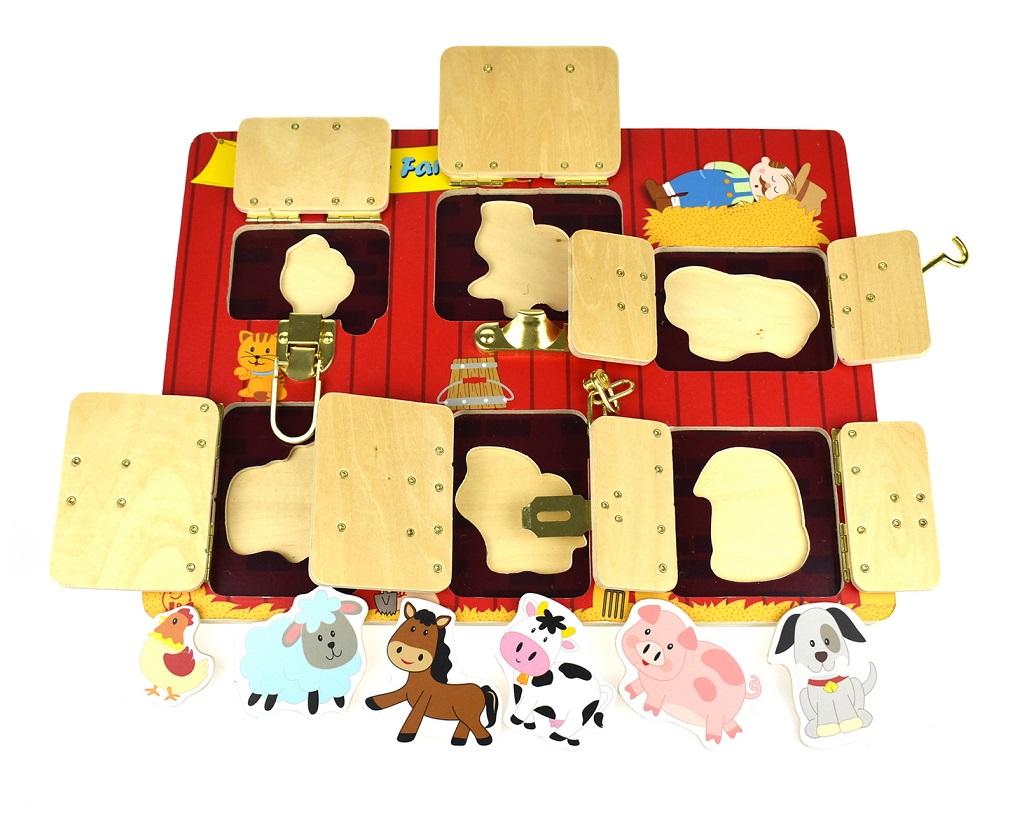 Wooden Latch Puzzle Board - Farm| Ozzy Educational Toys