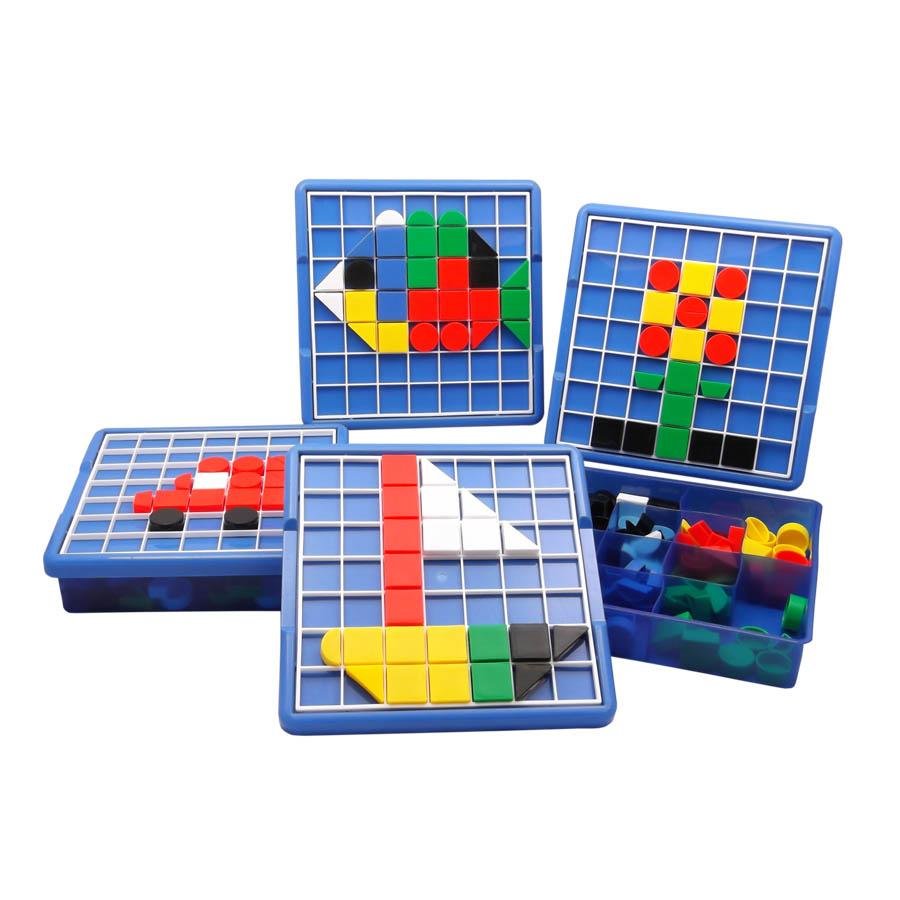 Junior Mosaic Pattern Box Table Set (4)| Ozzy Educational Toys